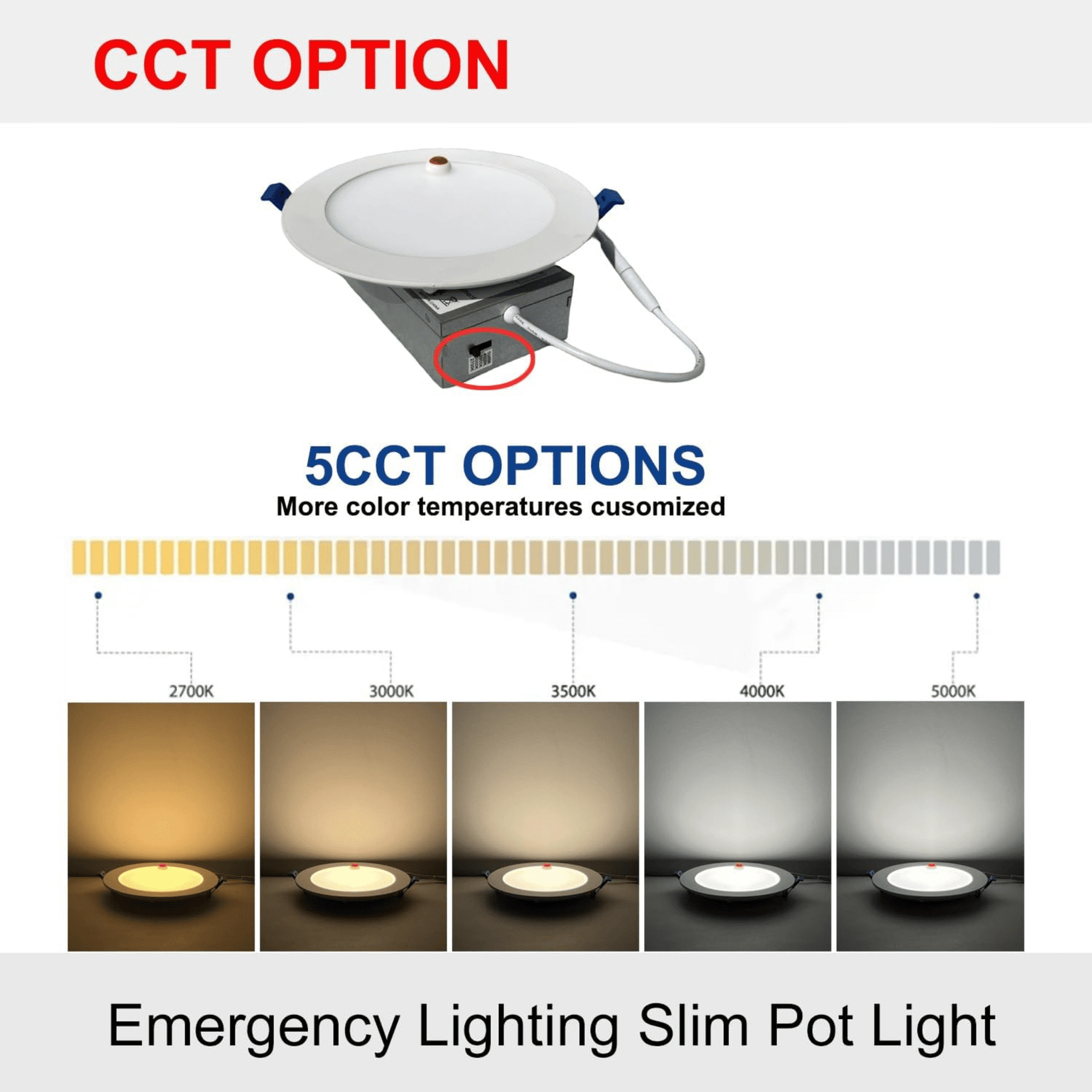 6" 16W SLIM DOWNLIGHT WITH 8W EMERGENCY BATTERY BACKUP CCT TUNABLE ...